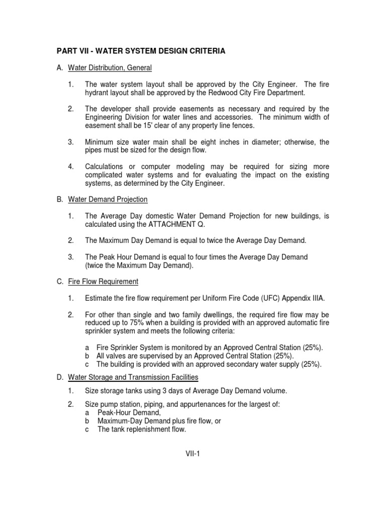 Water System Design Criteria Guide | PDF | Fire Sprinkler System ...
