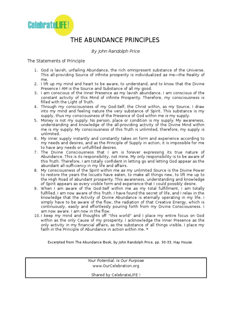 Abundance Principles | Download Free PDF | Consciousness | Truth