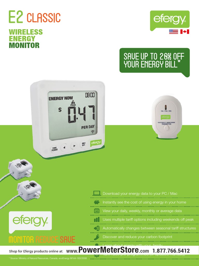 Efergy Energy Monitoring Solutionser Meter Datasheet | PDF | Kilowatt ...