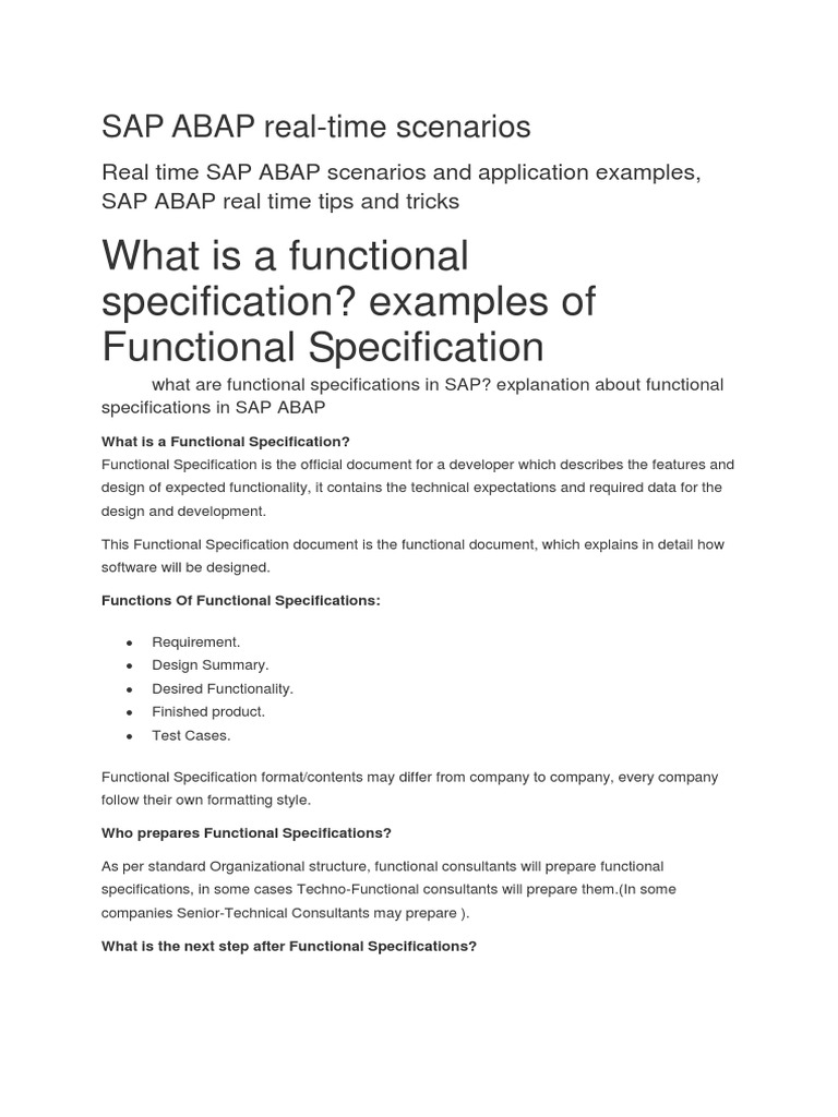 25 Sap Abap Real Specification Technical Standard Implementation