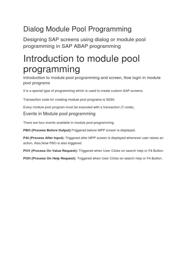 23-Dialog Module Pool Programming | PDF | Computer Engineering ... 23-Dialog Module Pool Programming | PDF | Computer Engineering ...