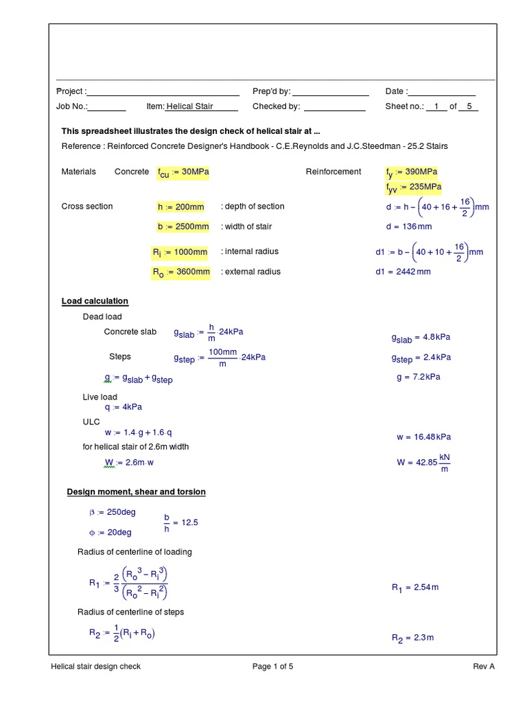 Design Check of a Helical Concrete Stair Including Load Calculations ...