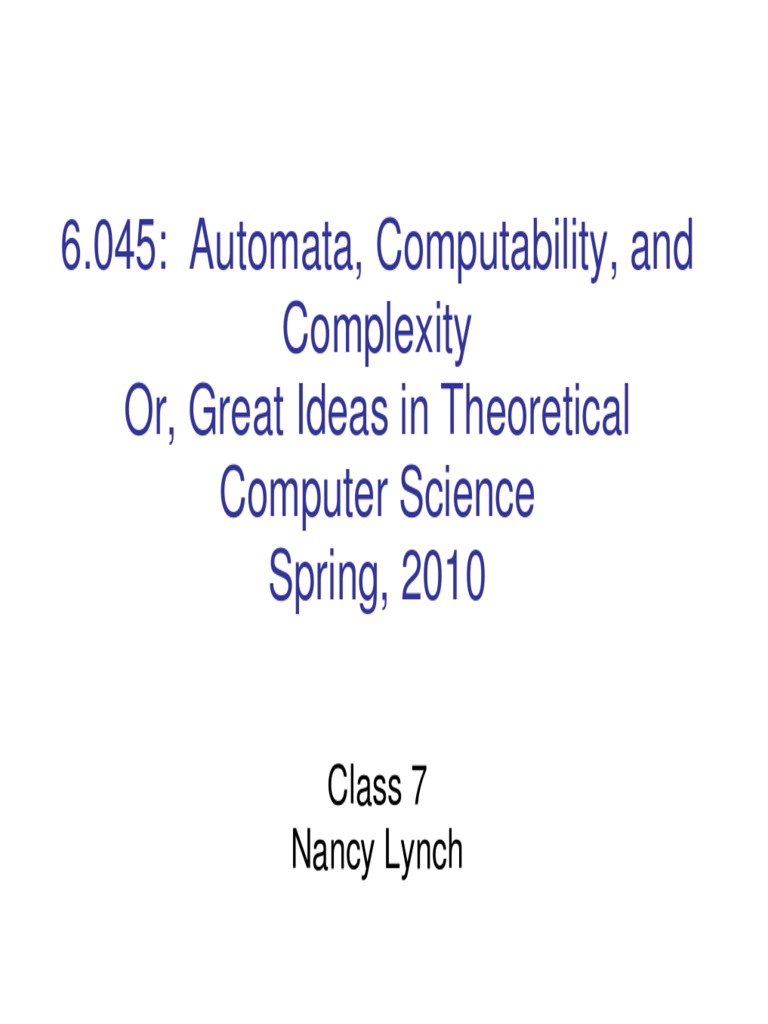 MIT6 045JS11 Lec07 | PDF | Computability Theory | Discrete Mathematics