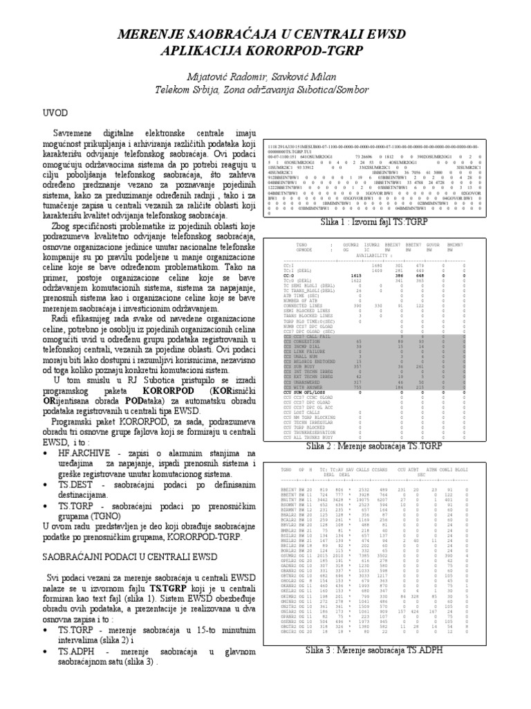 Merenje Saobraćaja U EWSD | PDF