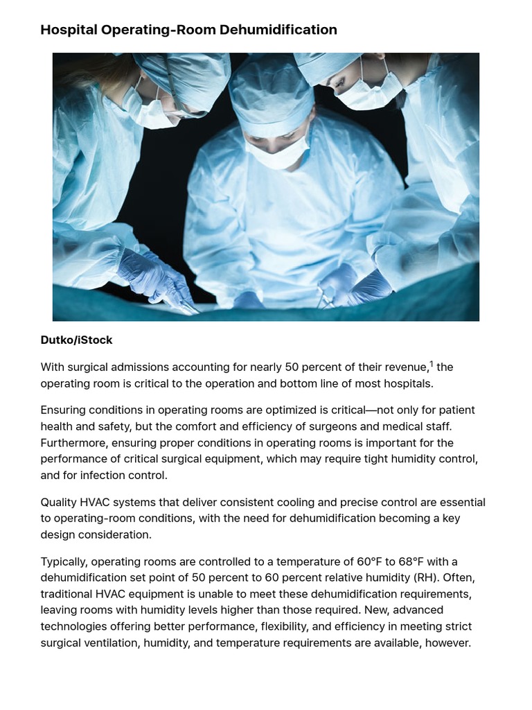 Humidity Control - Hospital Operating Room Dehumidification | PDF | Air ...