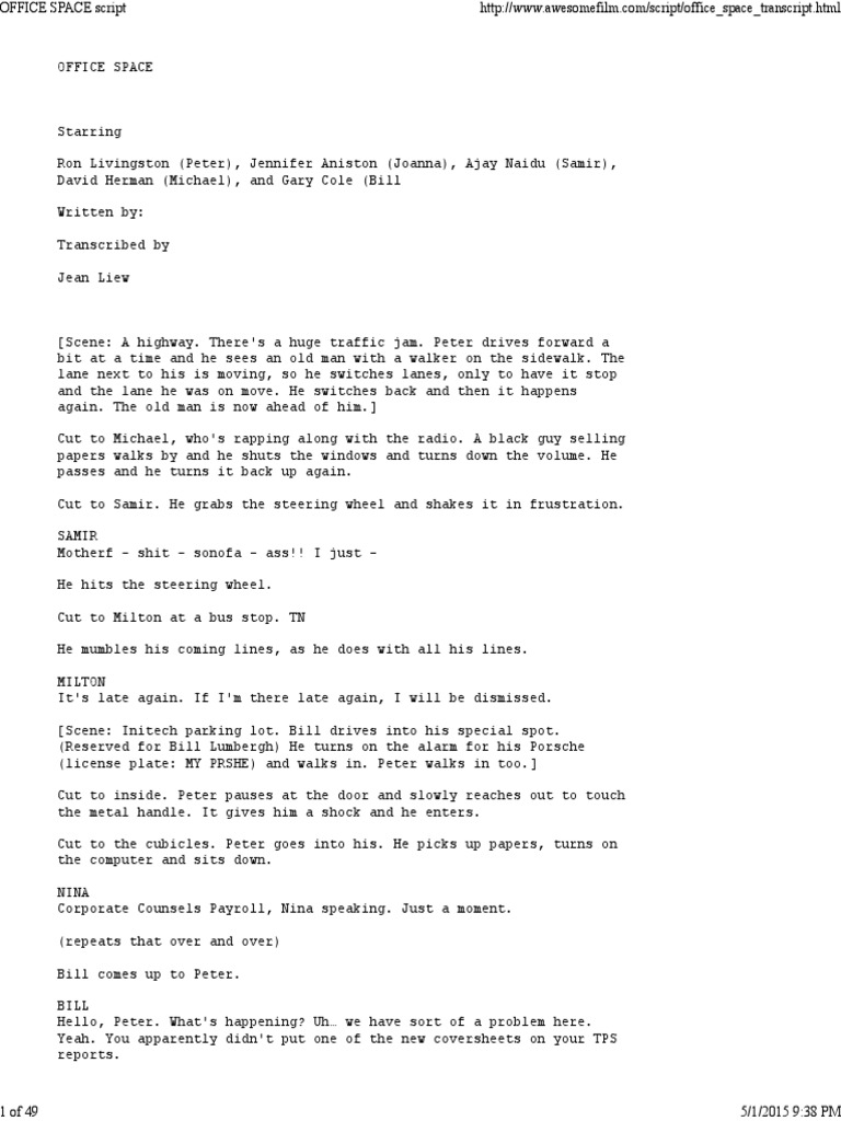 Office Space Script | PDF | Business