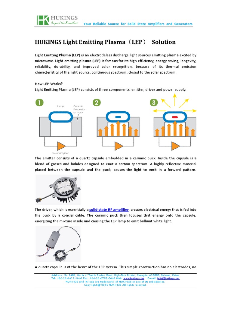 HUKINGS Light Emitting Plasma LEP Solution | PDF | Amplifier | Lighting