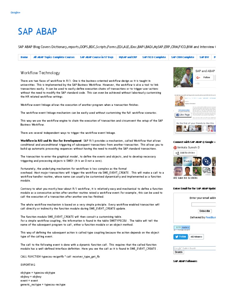 Sap Abap: Workflow Technology | PDF | Subroutine | Information Technology