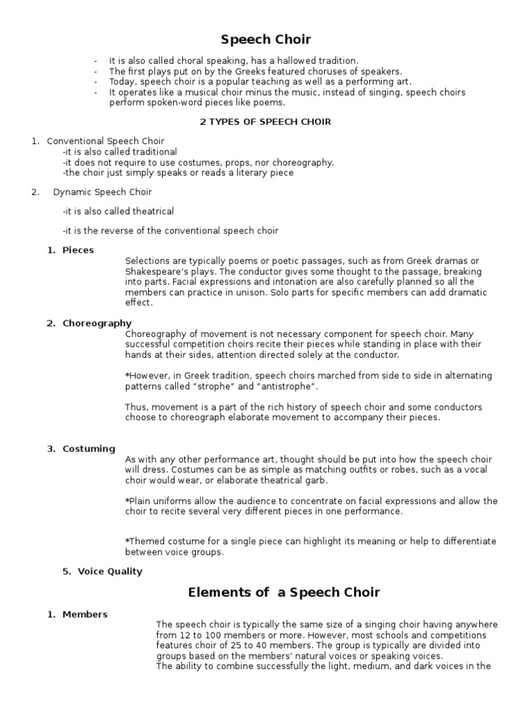 Speech Choir | Choir | Singing | Free 30-day Trial | Scribd