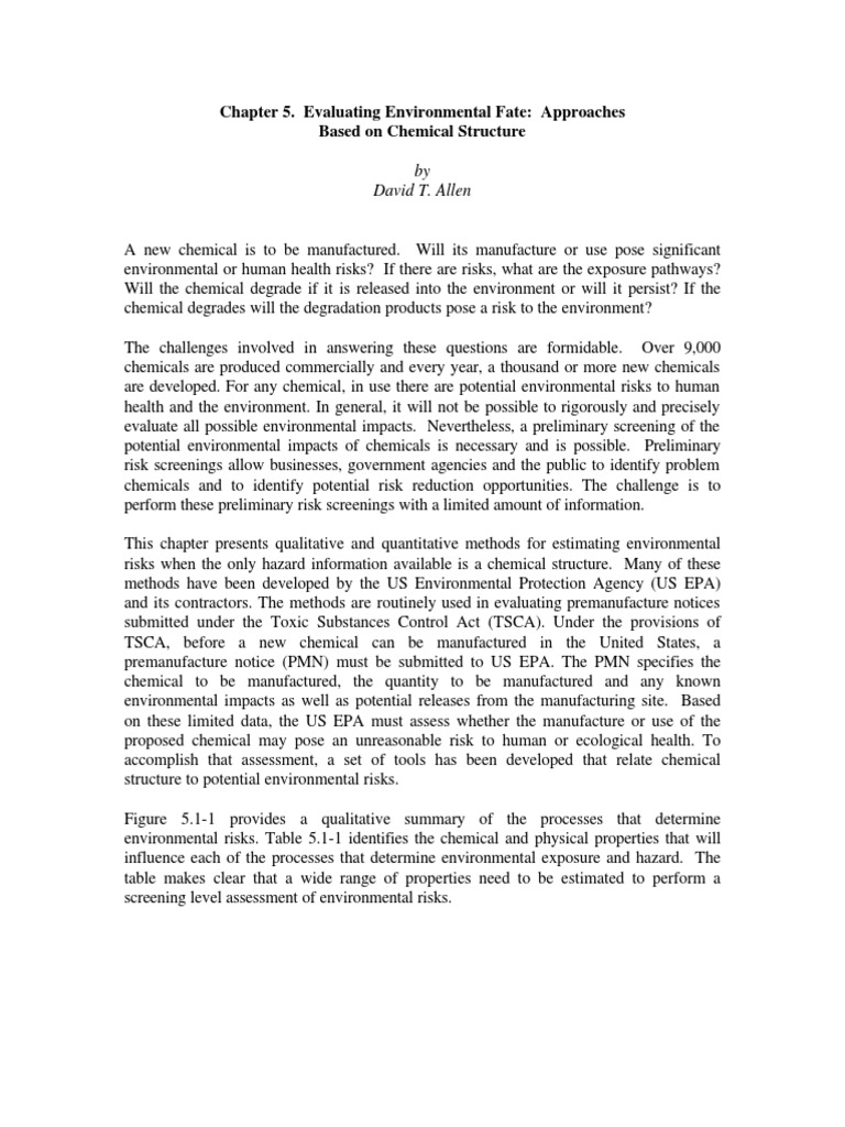 Chapter 5. Evaluating Environmental Fate: Approaches Based On Chemical ...