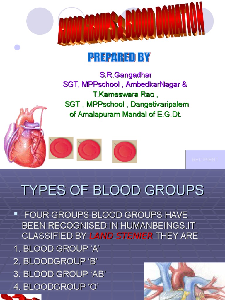 BLOOD GROUPS PPT BY TKR&SR.ppt | Blood Type | Blood Donation