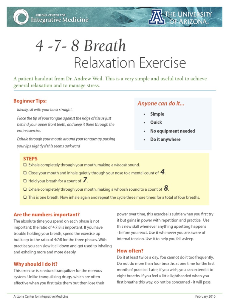 4-7-8 Breathing Technique Guide | PDF | Self-Improvement | Wellness