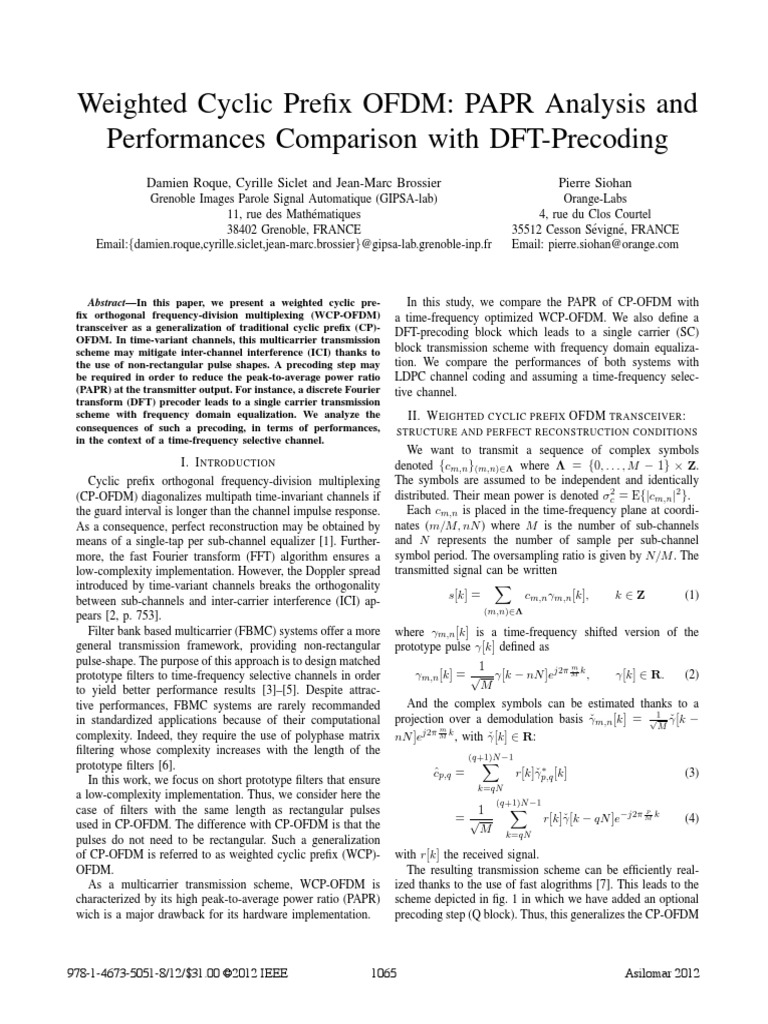 Weighted Cycle Prefix OFDM | PDF | Low Density Parity Check Code ...