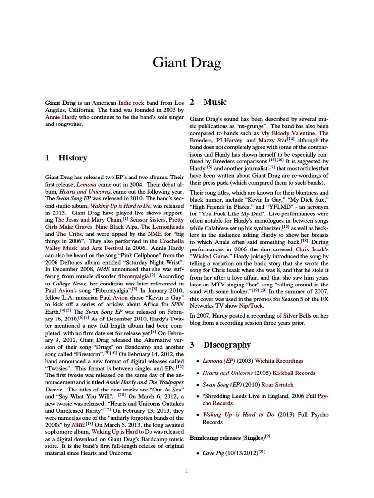 Giant Drag | PDF | Performing Arts | Musical Groups