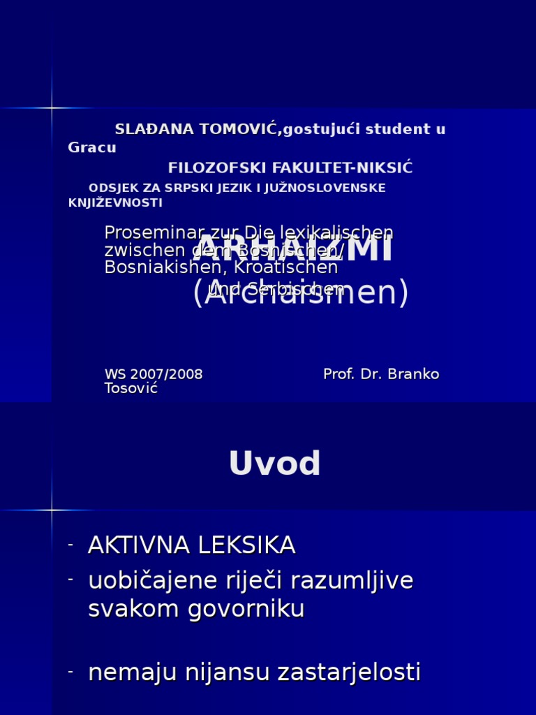 Tomovic Arhaizmi | PDF