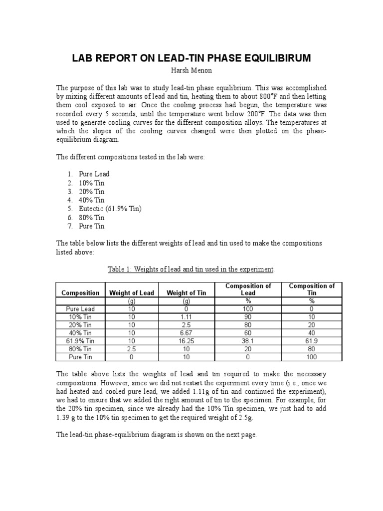 Lead-Tin Alloy Phase Diagram Analysis | PDF | Phase (Matter) | Building ...