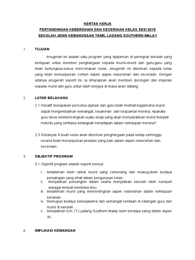 Kertas Kerja Keceriaan Kelas | PDF