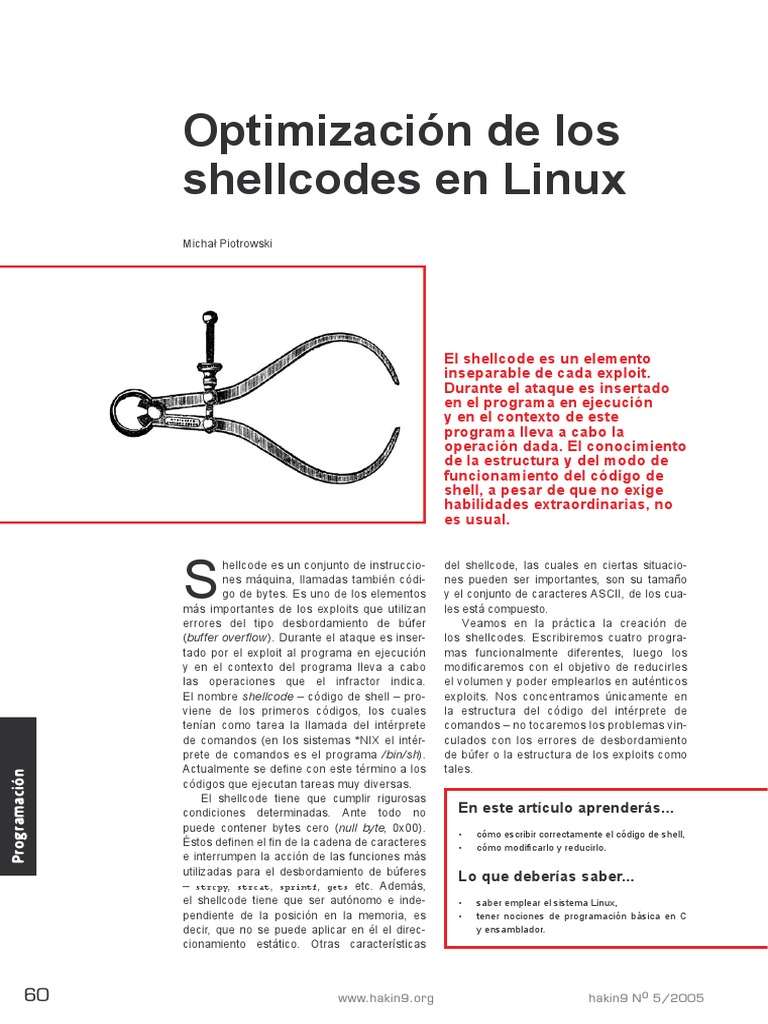 Optimizacion de Los Shellcodes en Linux | PDF | Programa de computadora ...