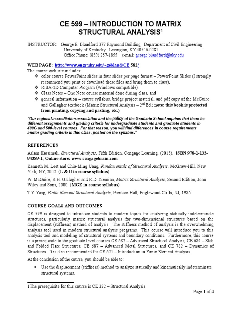 Intro To Matrix Structural Analysis1 | PDF | Structural Analysis ...