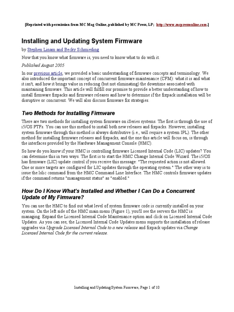 Installing and Updating System Firmware | PDF | Ibm System I | Command ...