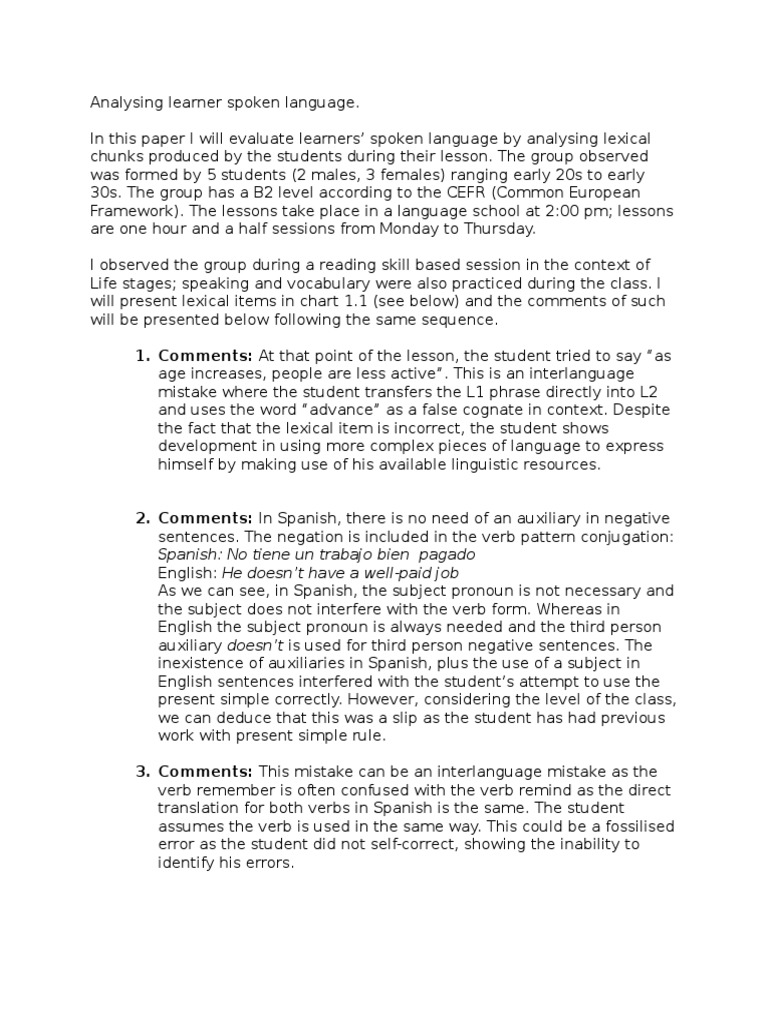 Analysing Learner Spoken Language | PDF | Verb | English Language