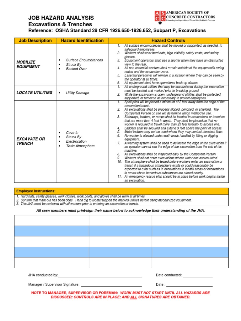 Excavation And Trenching Pdf Excavation Archaeology Safety
