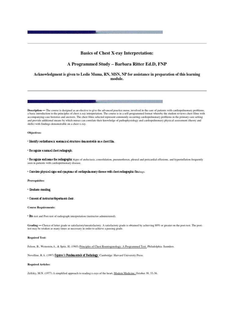 Basics of Chest X-Ray | PDF | Heart | Lung