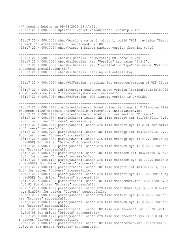Motorola Driver Installer Log | PDF | Device Driver | Motorola