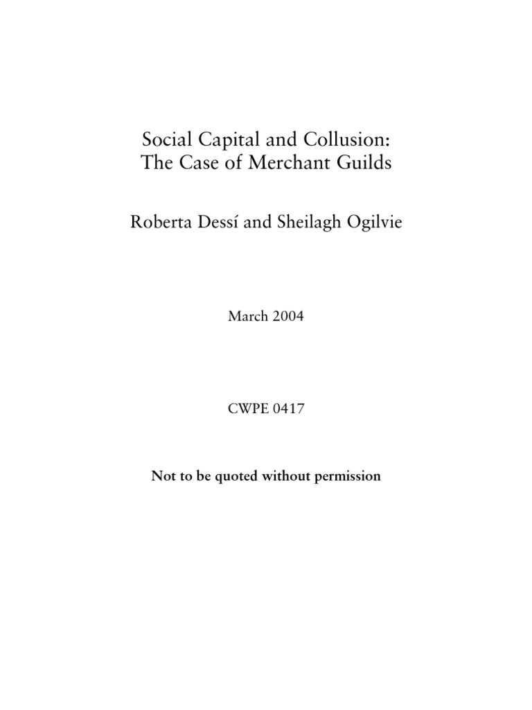 Social Capital and Collusion: The Case of Merchant Guilds | PDF ...