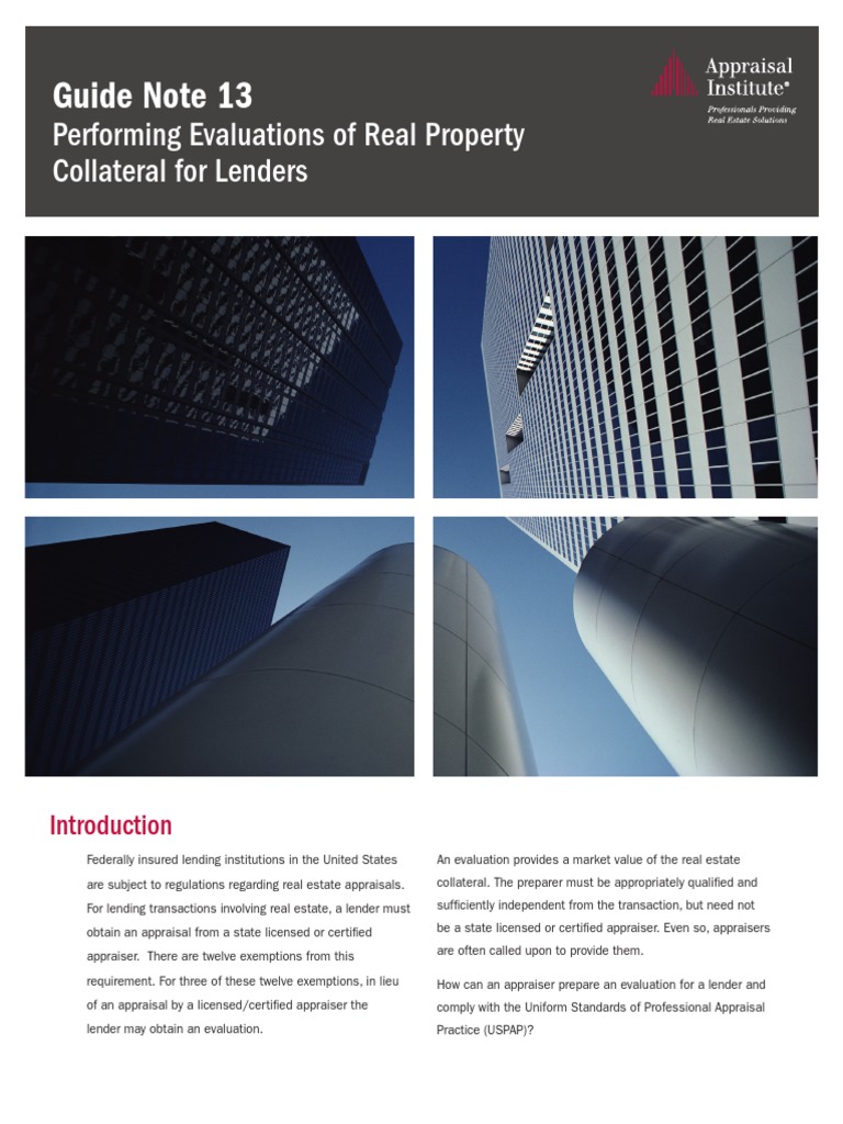 Guide Note 13: Performing Evaluations of Real Property Collateral For ...
