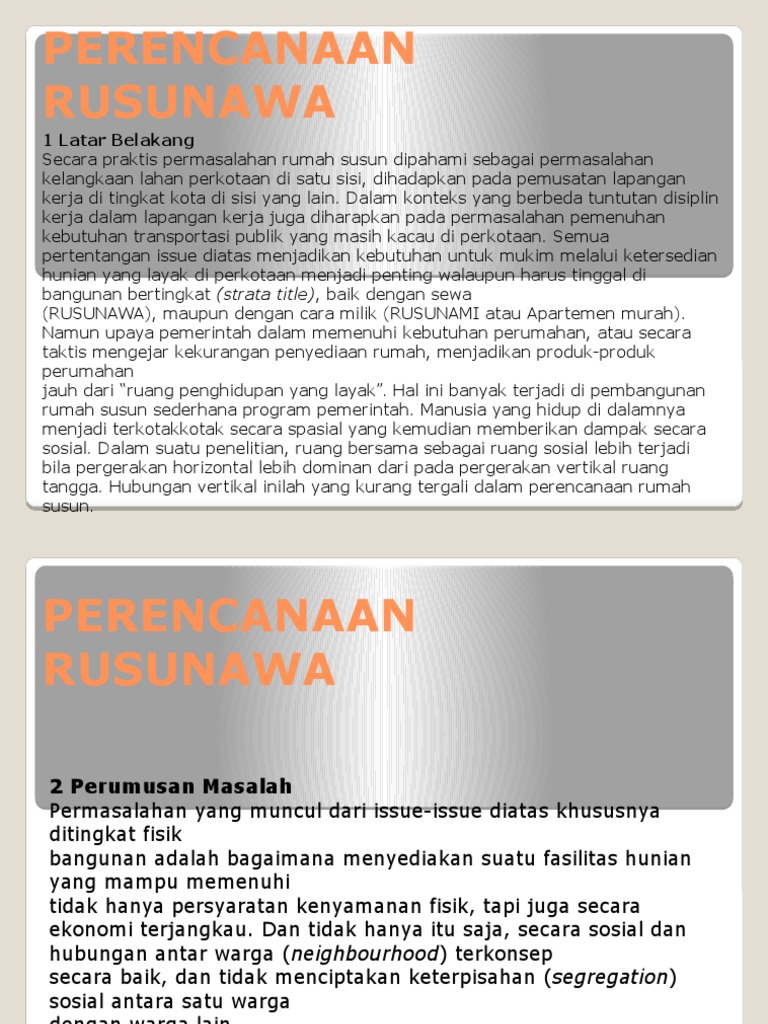 Perencanaan Rusunawa | PDF | Ilmu Sosial