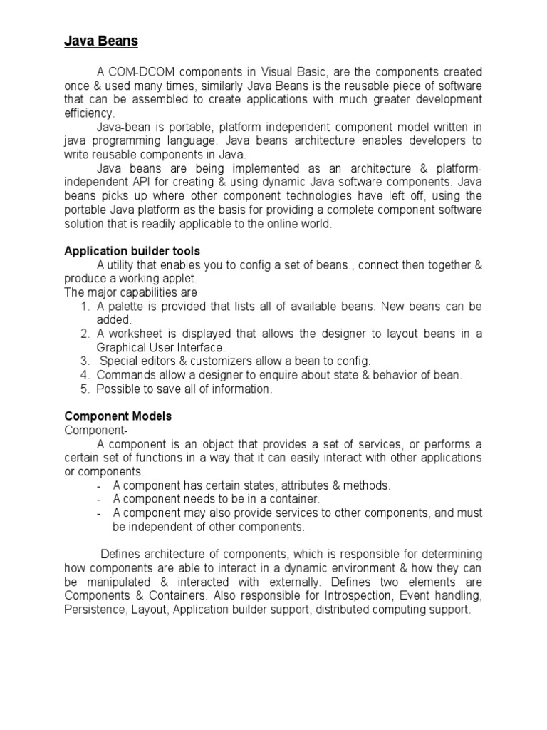 Java Beans Explained in Detail | PDF | Enterprise Java Beans ...