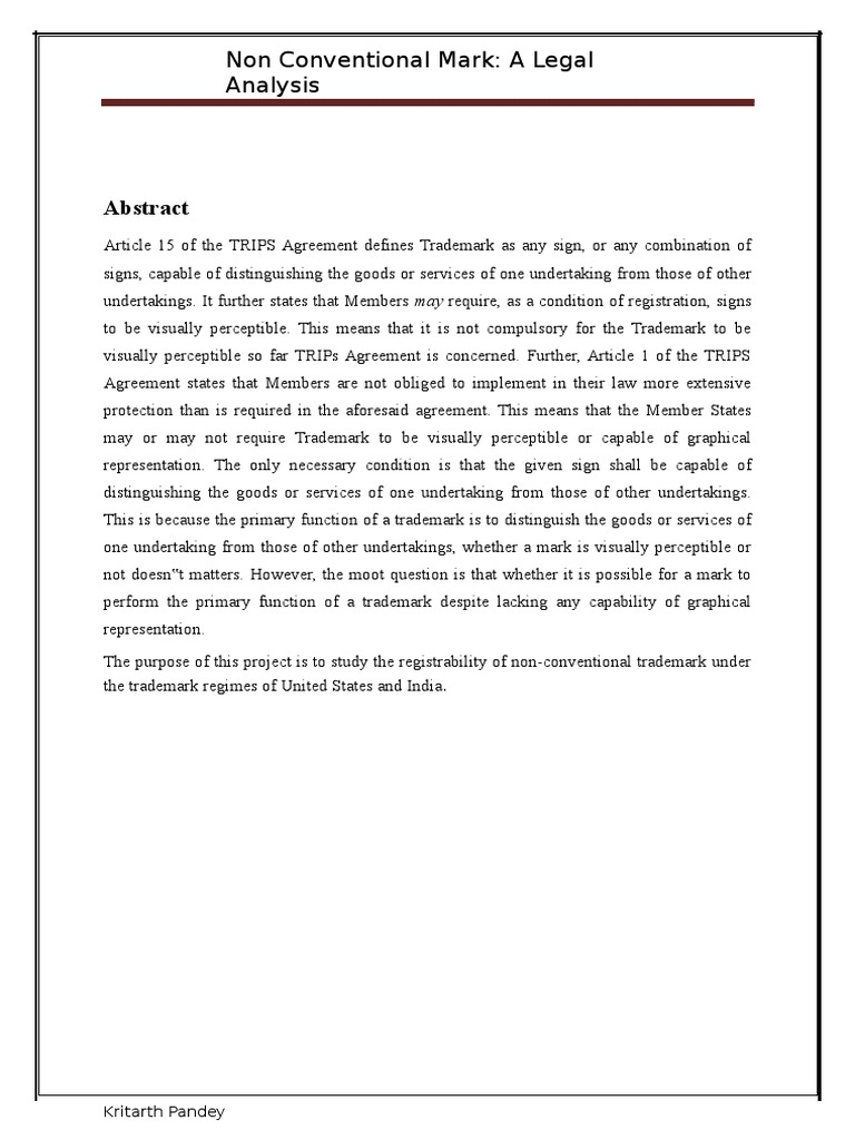 Non Conventional Mark | PDF | Trademark Distinctiveness | Trademark