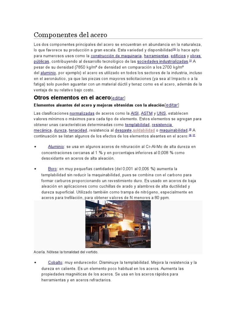 Componentes Del Acero | PDF | Acero | Hierro