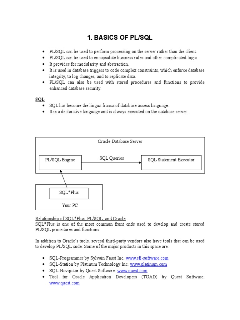 Basics of PL-SQL | PDF | Pl/Sql | Sql