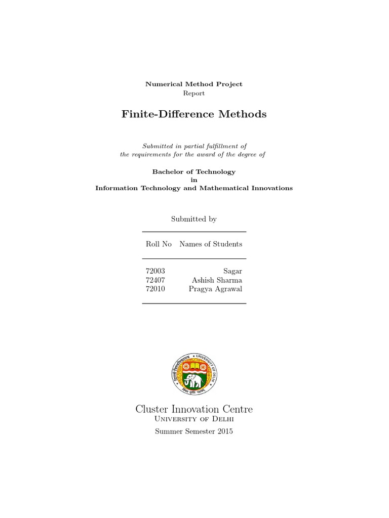 Finite-Difference Methods: Numerical Method Project | PDF | Finite ...