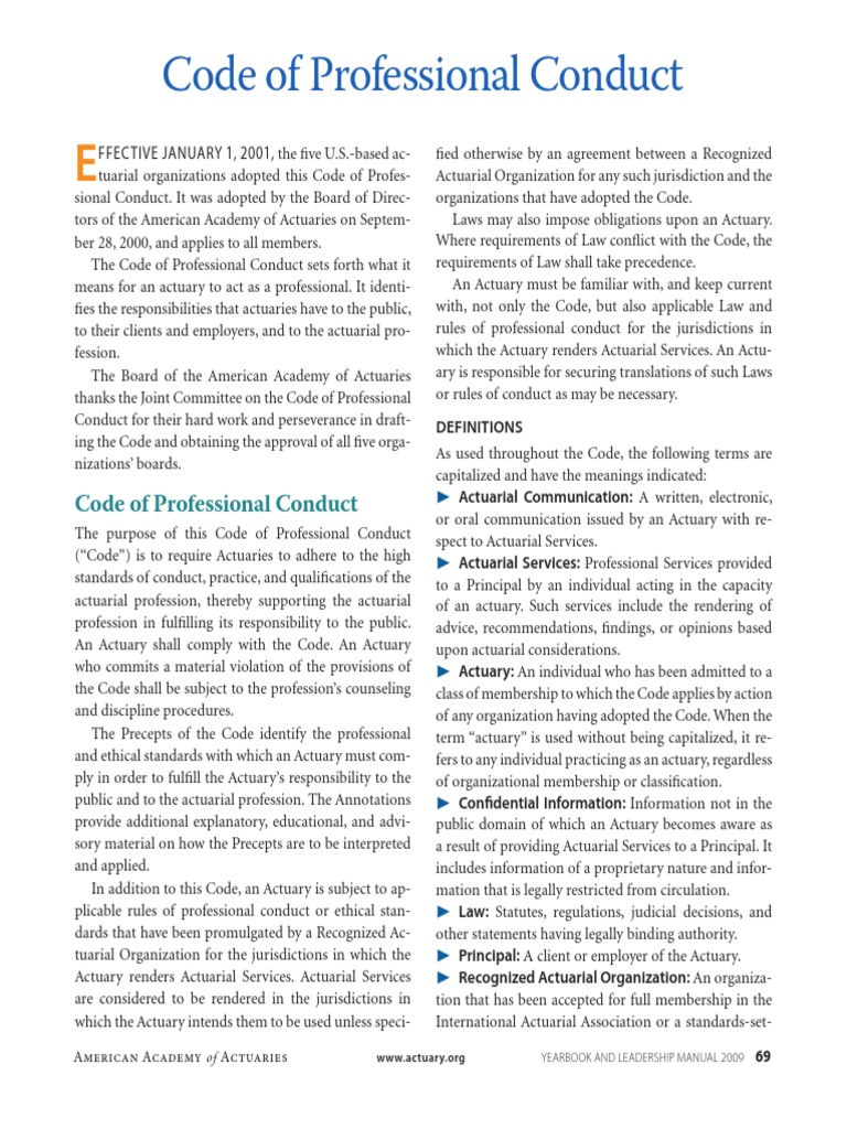 Code of Professional Conduct: Section 5 | PDF | Profession | Actuary