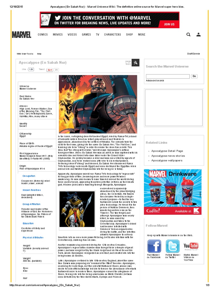 Apocalypse (En Sabah Nur) - Marvel Universe Wiki - The Definitive Online Source For Marvel Super ...