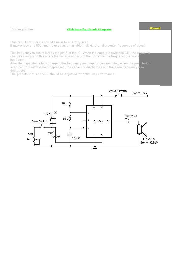 Factory Siren: Click Here For Circuit Diagram | PDF