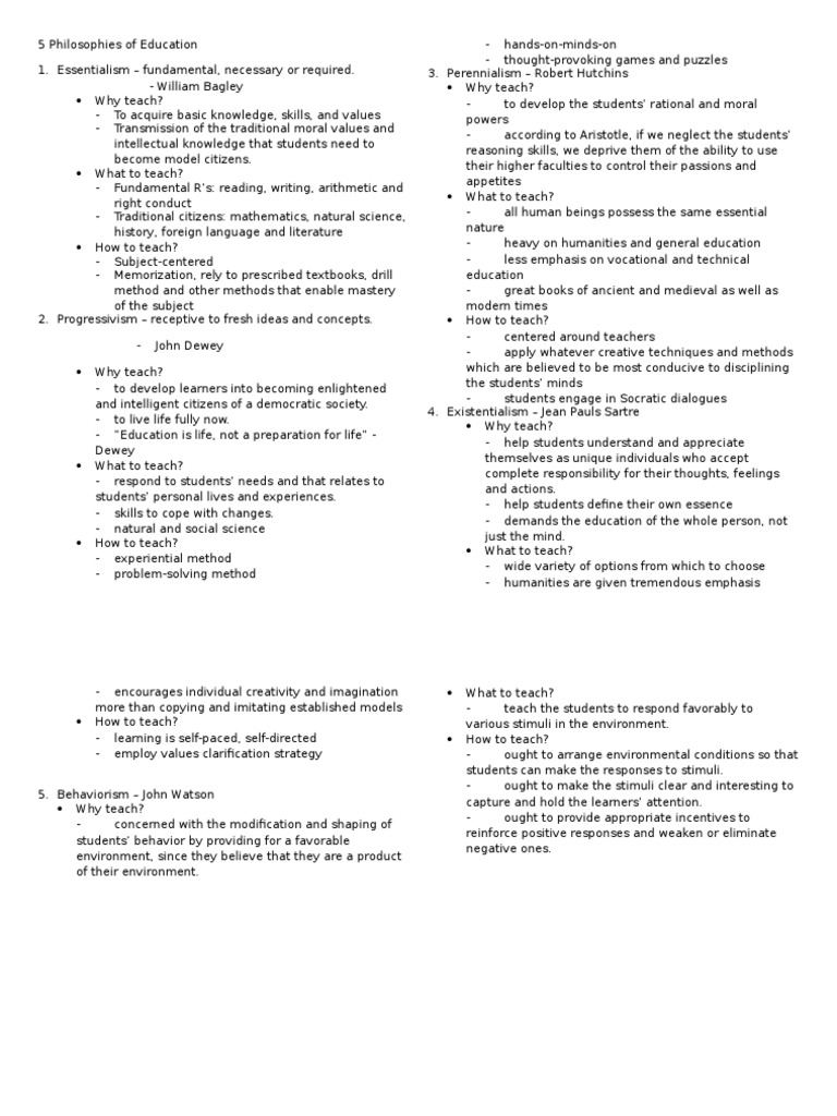 5 Philosophies of Education | Philosophy Of Education | John Dewey