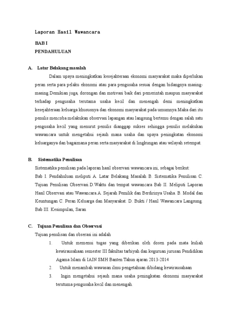 Laporan Hasil Wawancara | PDF