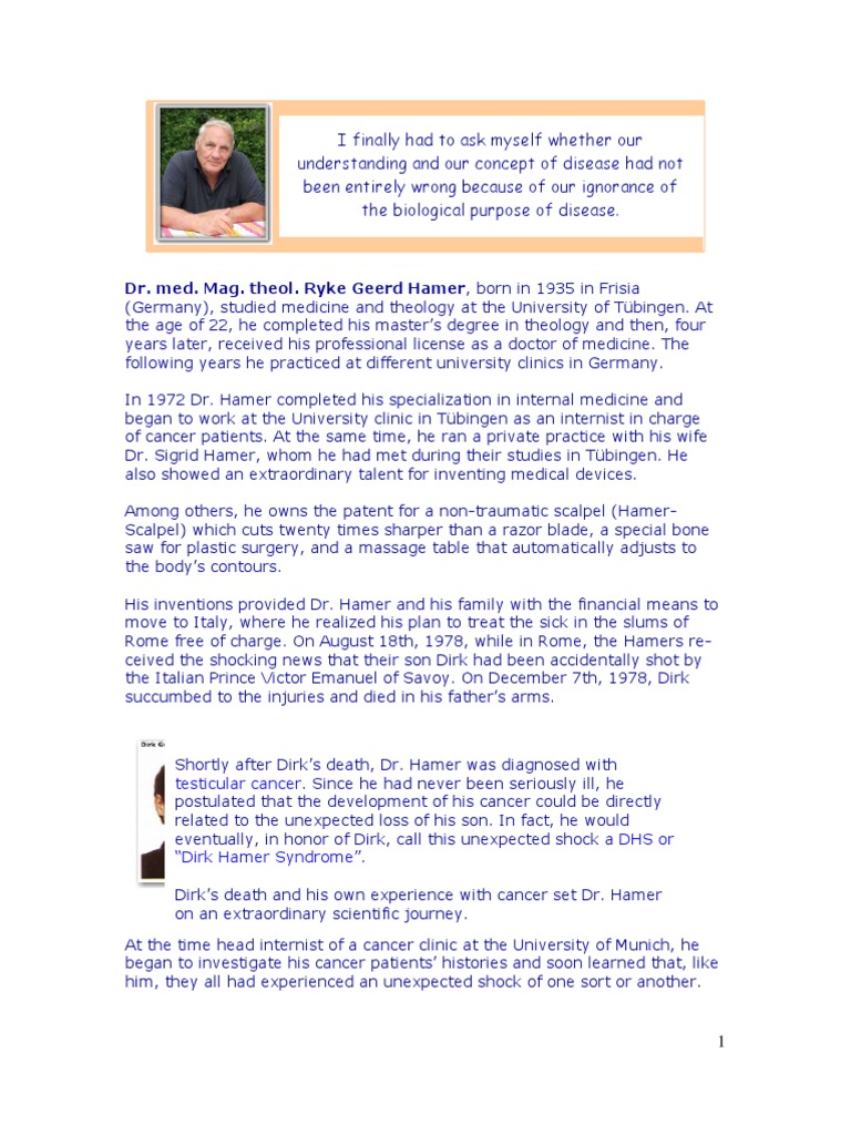 Biography - Dr. Hamer - English | PDF | Brain | Medicine