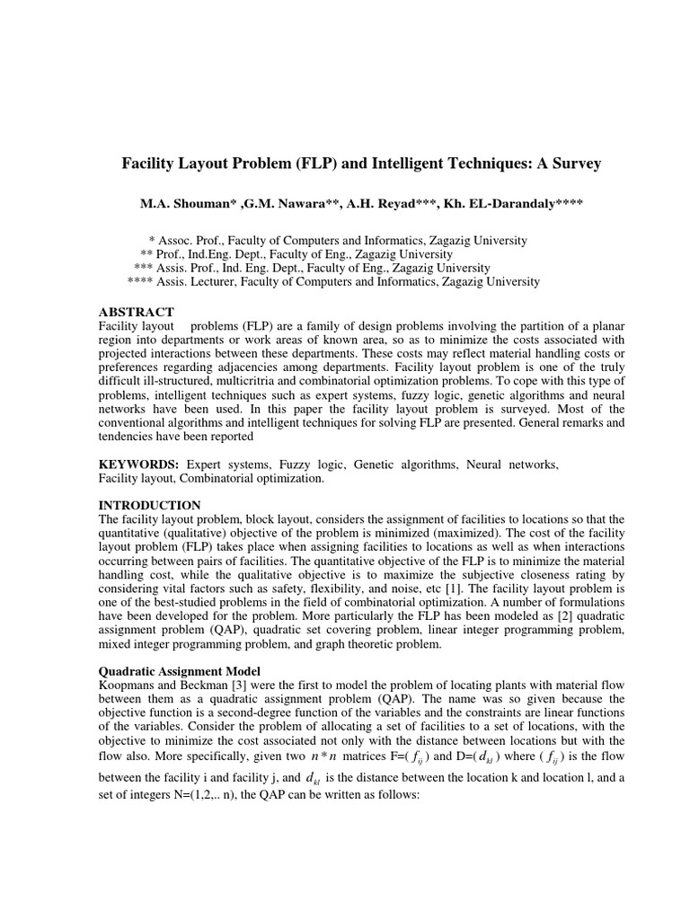 Facility Layout Paper | PDF | Genetic Algorithm | Fuzzy Logic