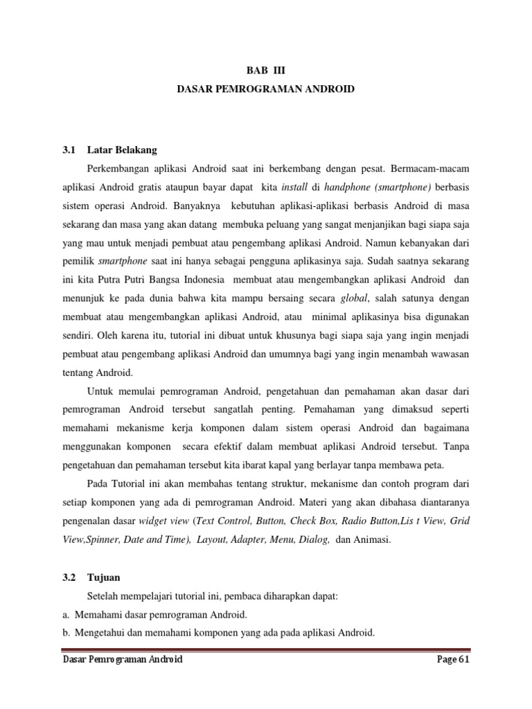 Dasar Pemrograman Android PDF | PDF