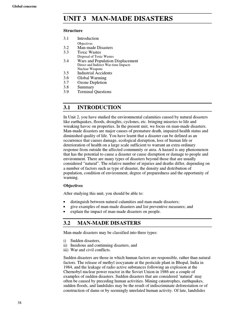 Overview of Man-Made Disasters | PDF | Ozone Depletion | Natural Disasters
