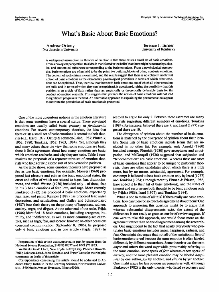 What S Basic About Basic Emotions Pdf Facial Expression Emotions