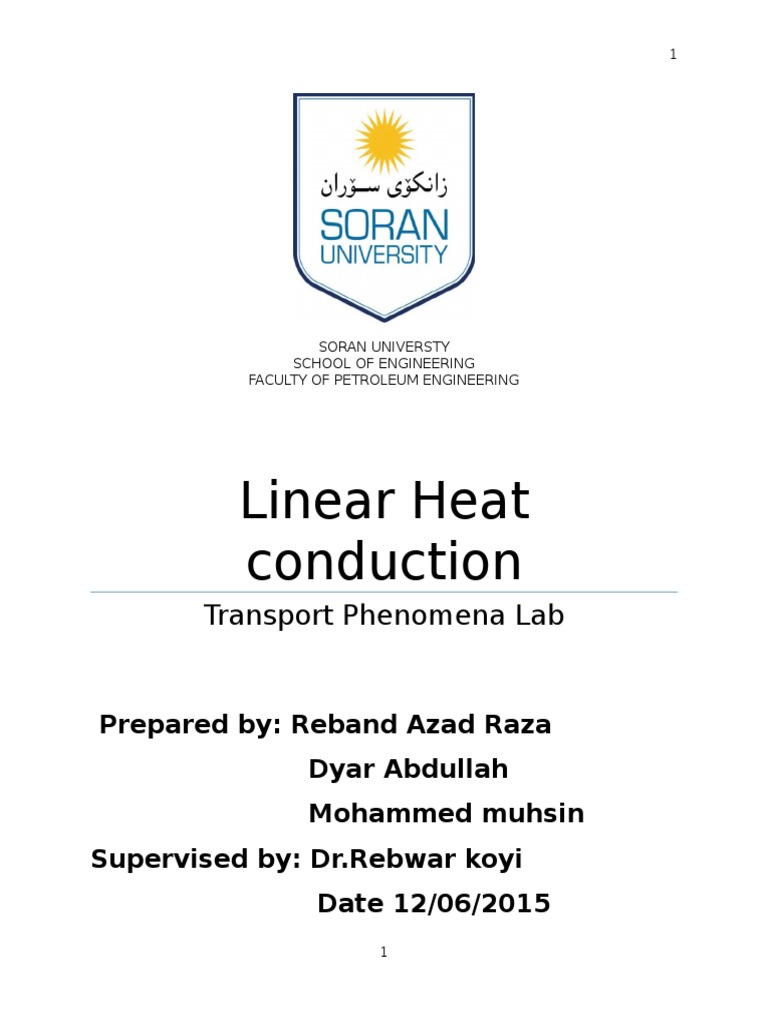 Linear Heat Conduction Lab Report Analysis | PDF | Thermal Conduction ...