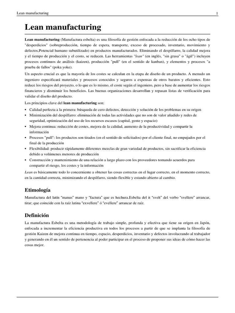 Lean Manufacturing | Descargar gratis PDF | Lean Manufacturing ...