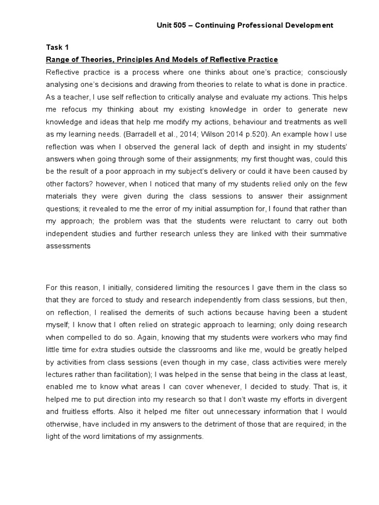 Unit 505 - Continuing Professional Development | PDF | Reflective Practice | Educational Technology