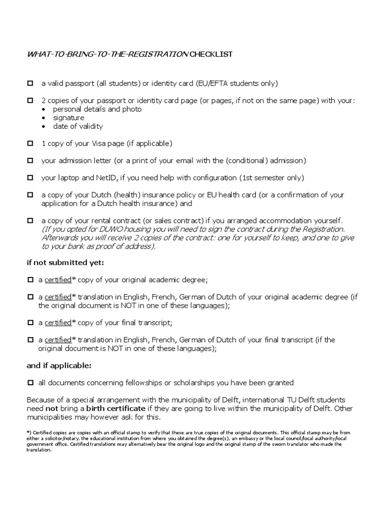 What To Bring To The Registration | PDF